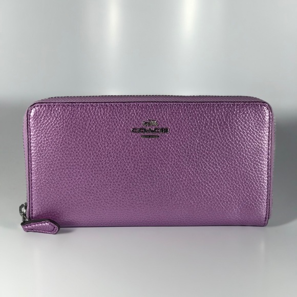 Coach | Bags | Coach Metallic Purple Wallet | Poshmark